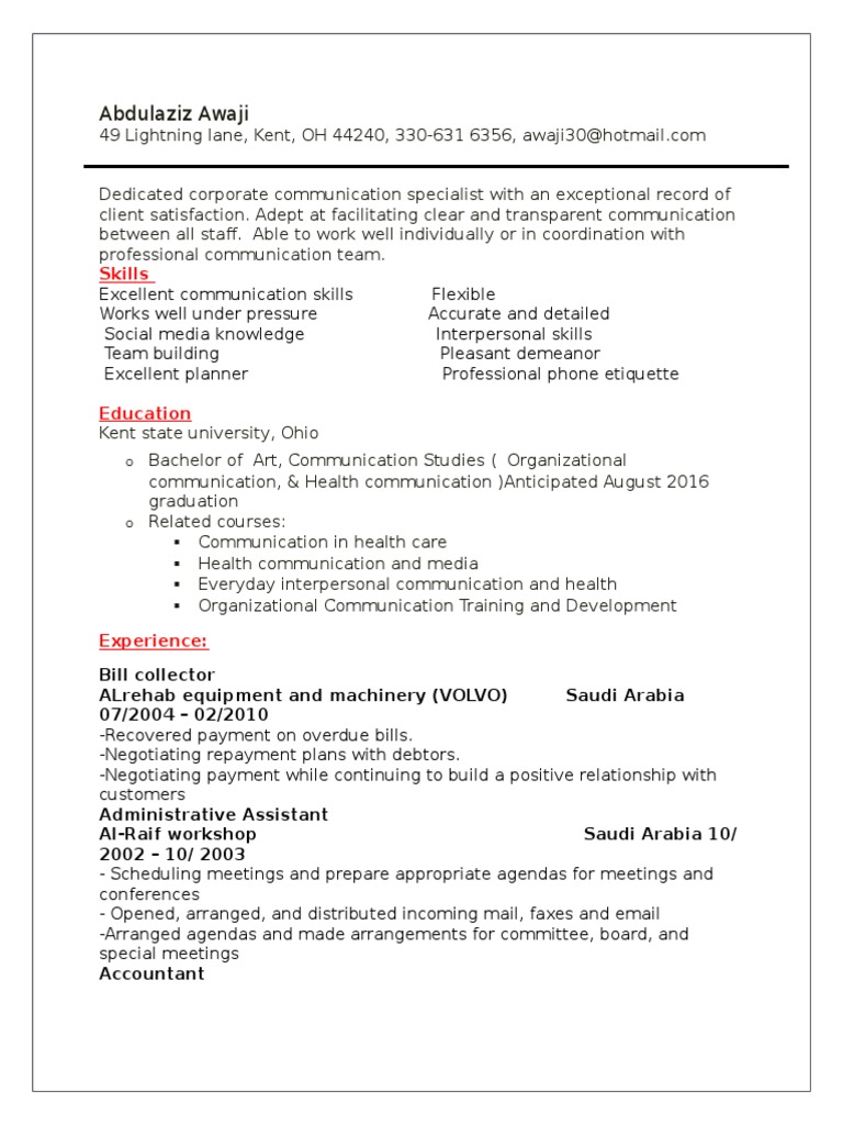 Abdulaziz CV Comm | PDF