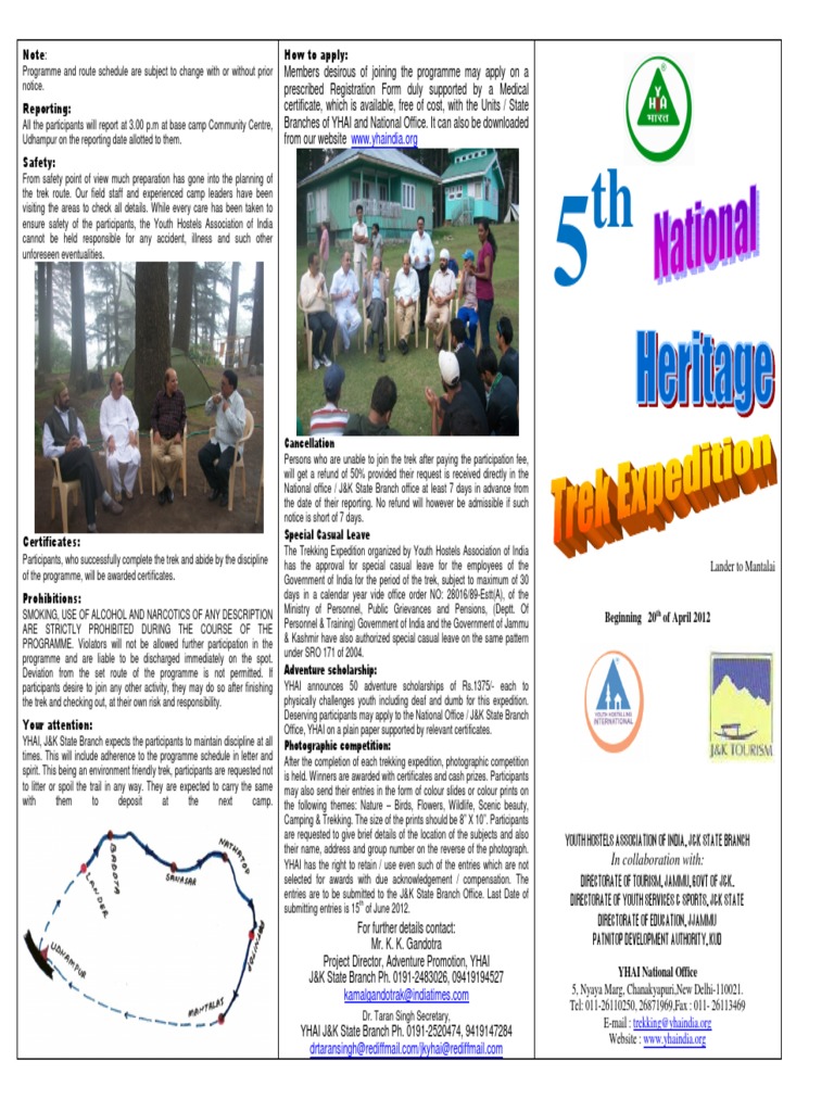 YHAI Udhampur Trek April May June | PDF | Backpacking (Wilderness)