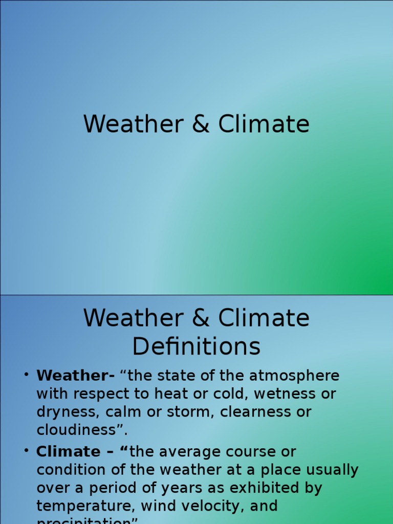 Weather vs. Climate Definitions | PDF | Weather | Atmosphere Of Earth