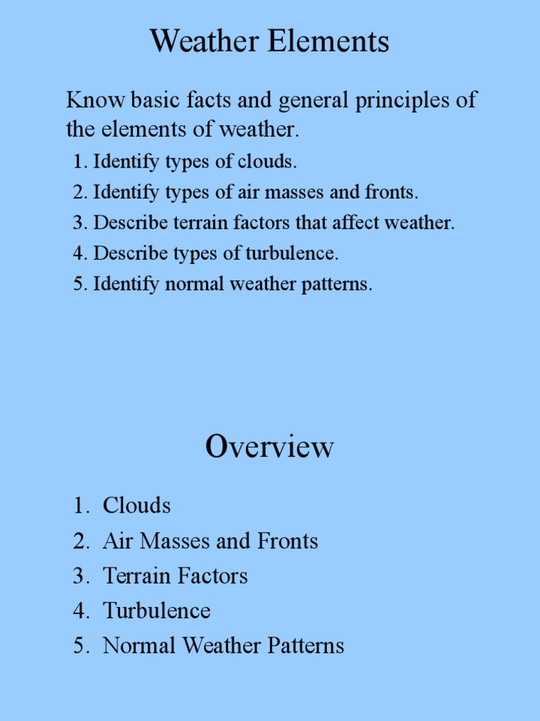 Weather Elements: Know Basic Facts and General Principles of The ...
