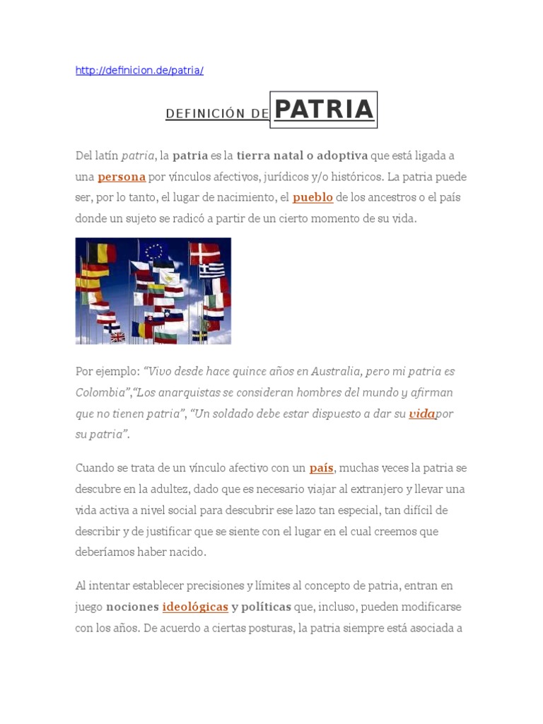 Que Es Patria | Descargar gratis PDF | Patriotismo | Nación