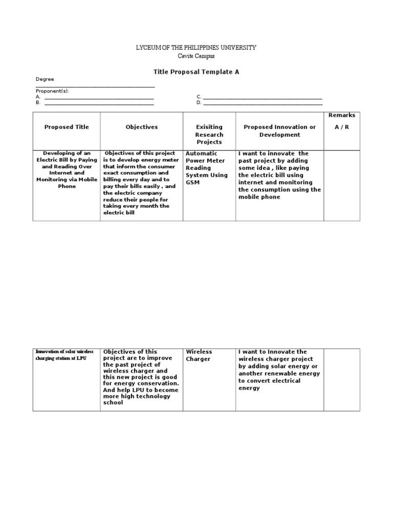 Lyceum of The Philippines University Cavite Campus: Title Proposal ...