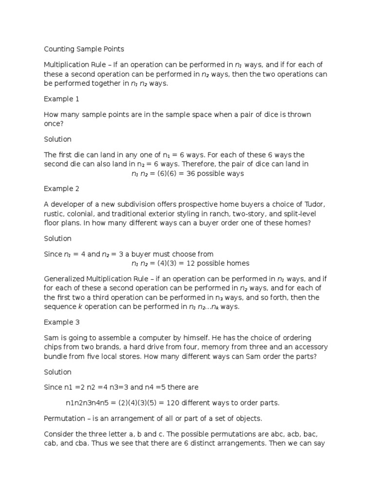 Counting Sample Points | Download Free PDF | Odds | Probability