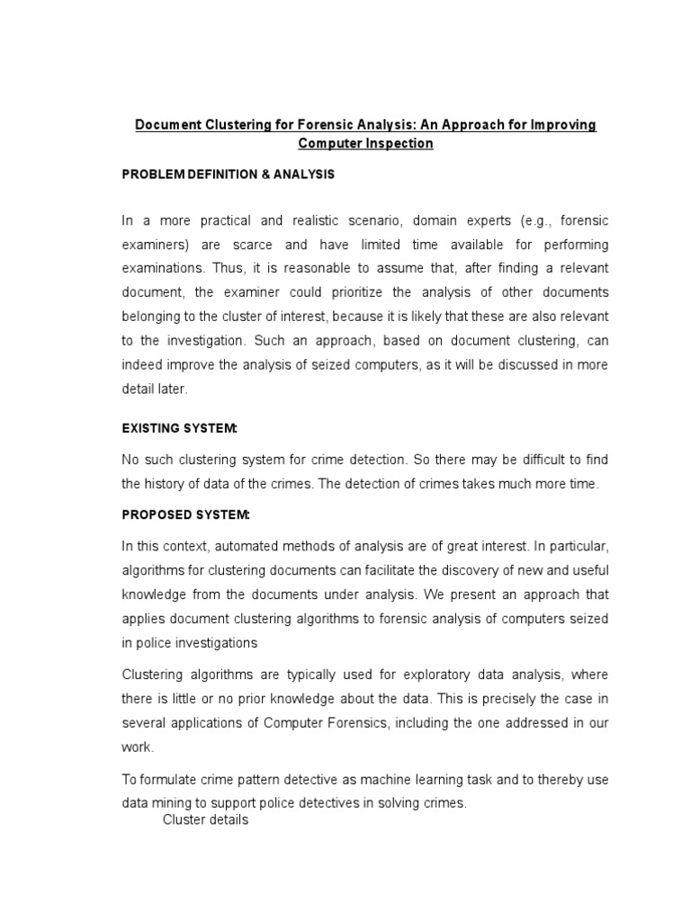 Document Clustering For Forensic Analysis An Approach For Improving Computer Inspection | PDF