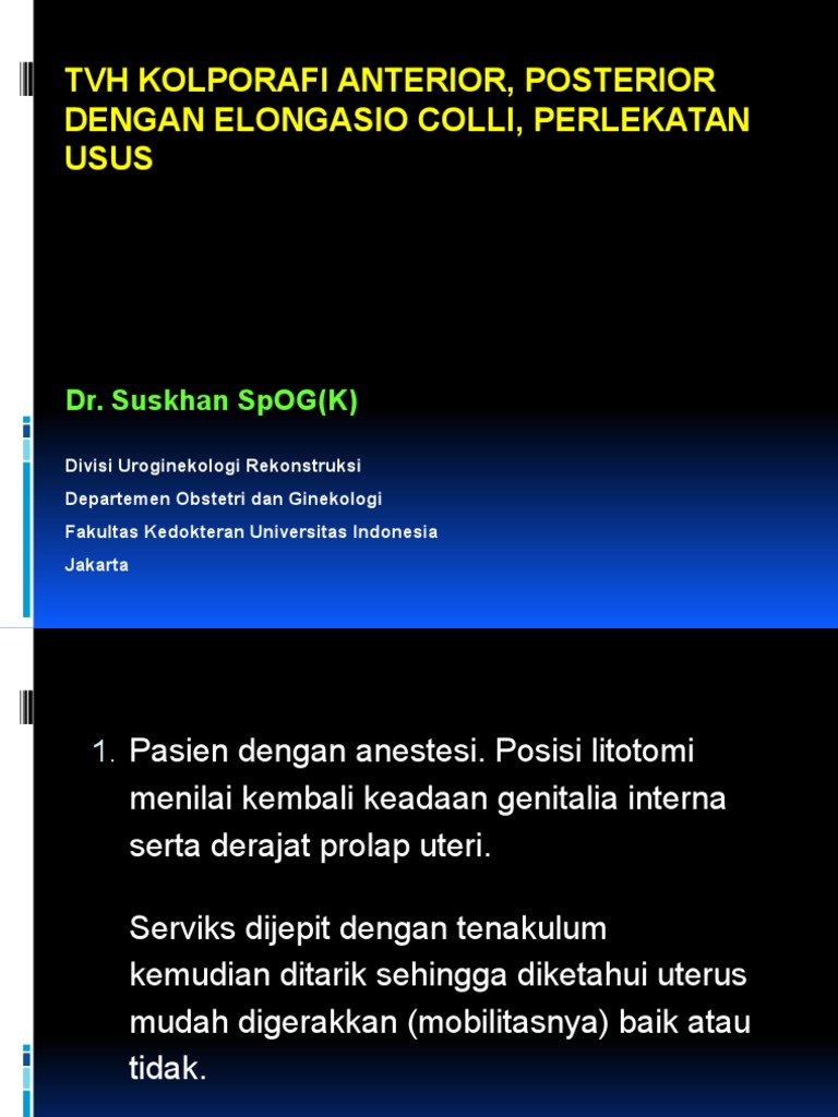 Teknik Operasi Histerektomi Vagina Pada Prolaps Uteri (Jigom) | PDF