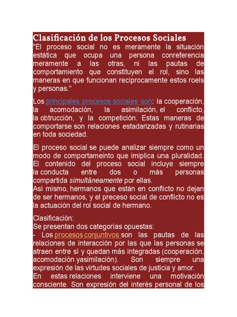 Clasificación de Los Procesos Sociales | PDF