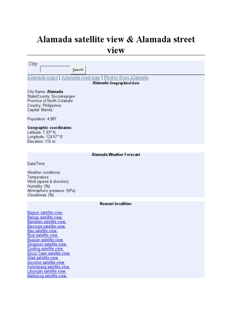 Alamada Satellite & Street View Guide | PDF