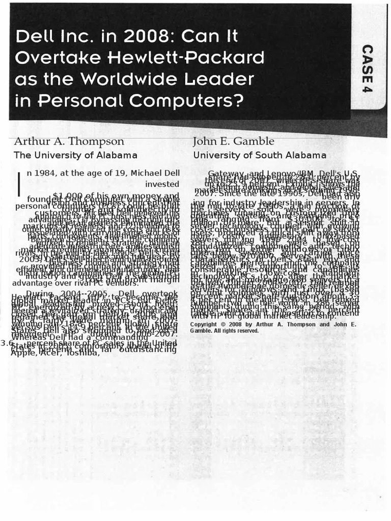 Case Study Dell Pdf Dell Personal Computers