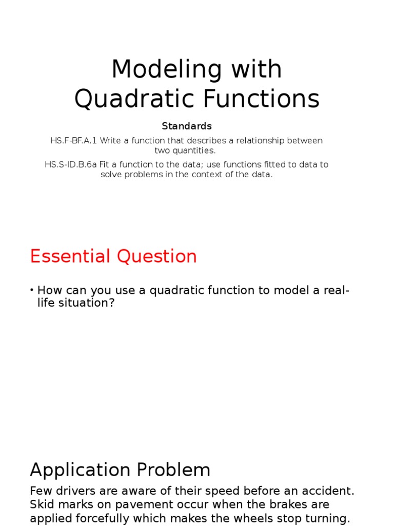 Modeling With Quadratics | PDF | Technology & Engineering