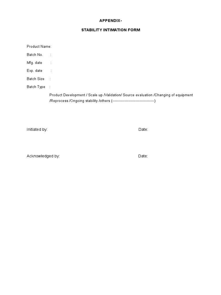 Stability Intimation Form | PDF