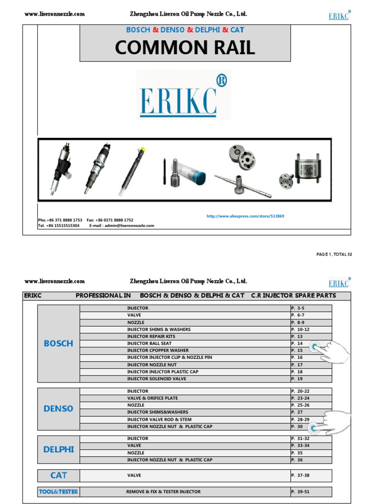 Common Rail Spare Parts List | PDF