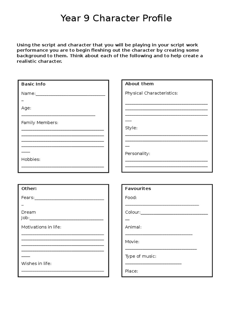 Character Profile | PDF
