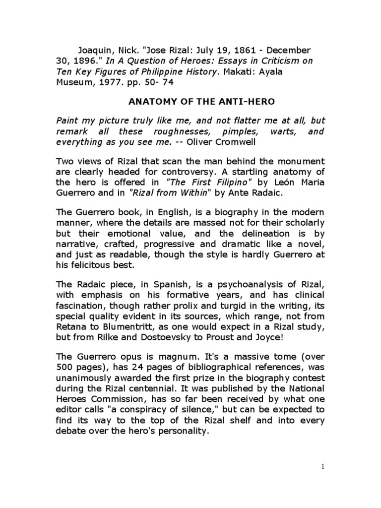 Anatomy of An ANTI HERO | PDF | Philippines | Existentialism