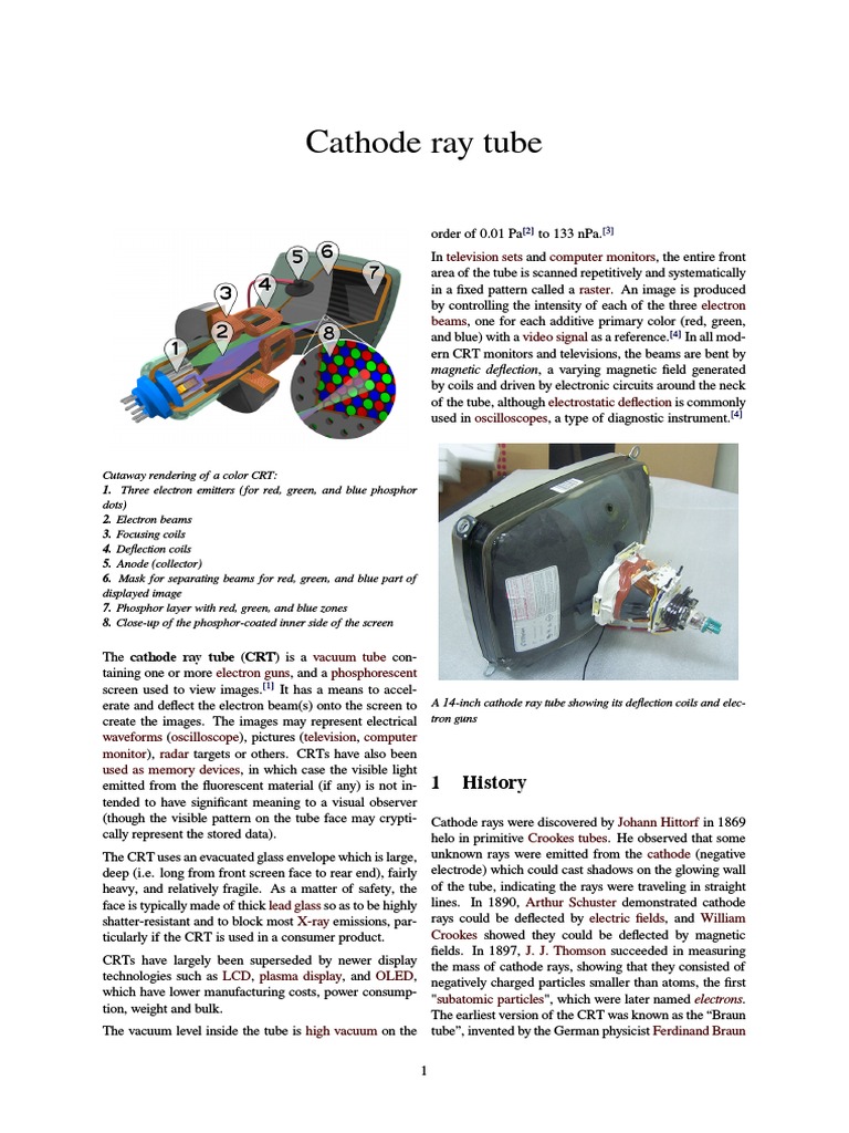Cathode Ray Tube | PDF | Computer Monitor | Vacuum Tube