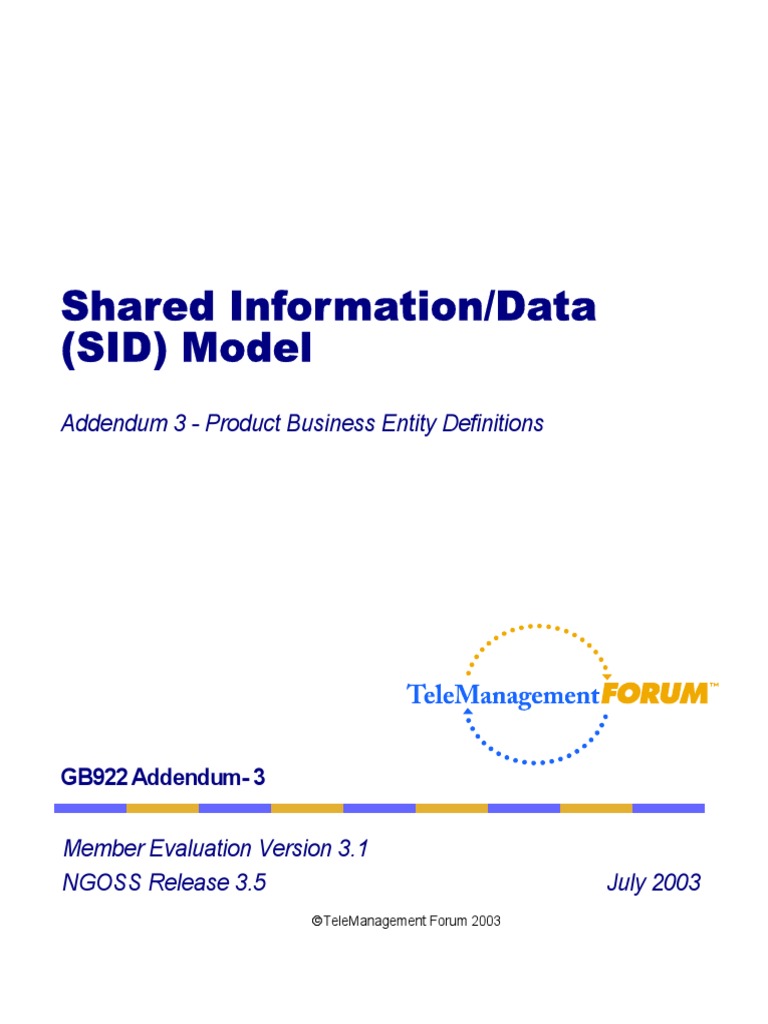 Shared Information Data (SID) Model | PDF | Short Message Service ...