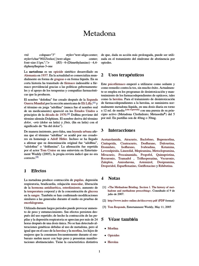 Metadona.pdf | Química medicinal | Placer