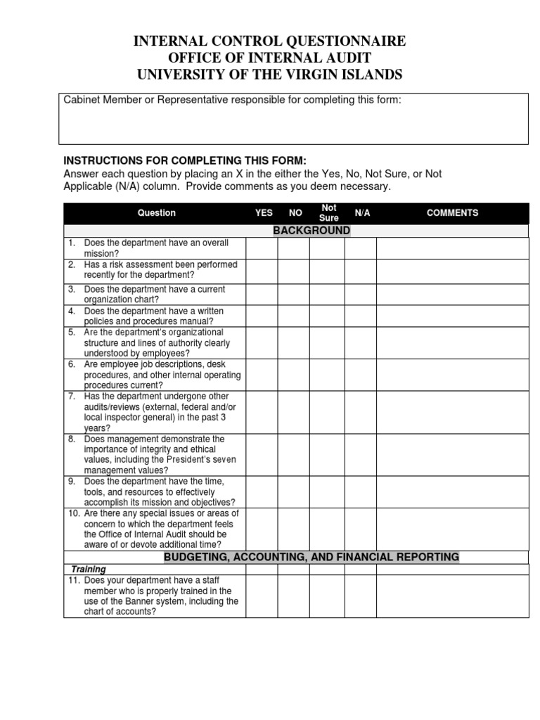 Internal Control Questionnaire 2 | PDF | Internal Audit | Employment