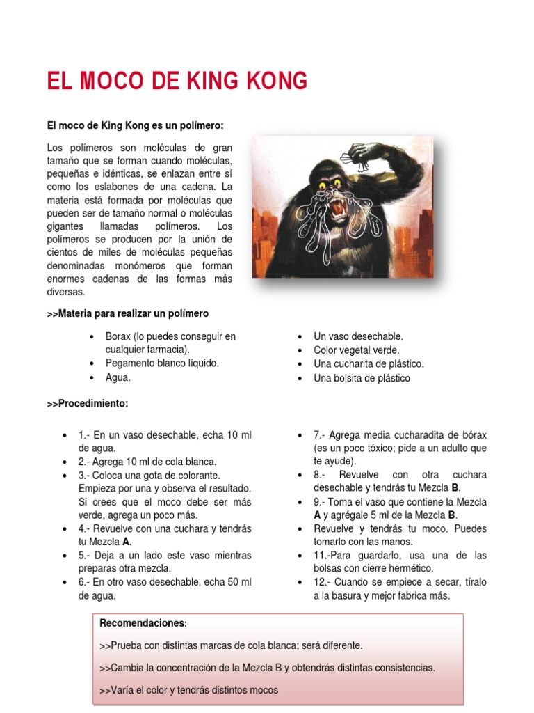 El Moco de King Kong Investigacion | PDF | El plastico | Polímeros