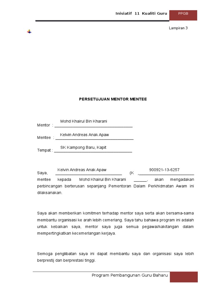 MENTOR-MENTEE AGREEMENT | PDF