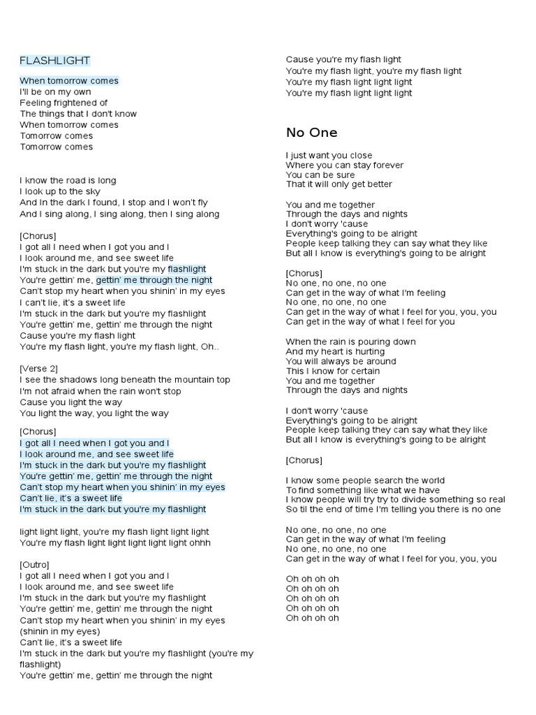 No One: Flashlight | PDF | Leisure | Entertainment (General)