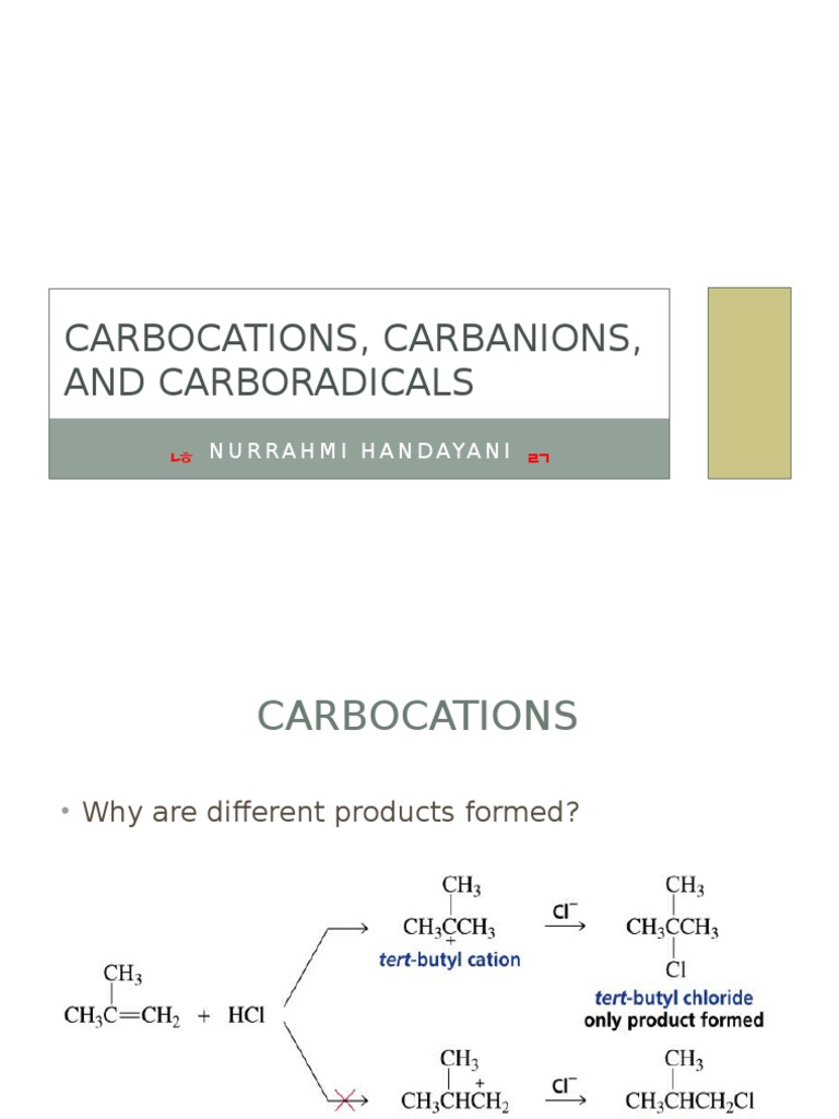 Carbanions Carbocations and Carboradicals | PDF | Chemical Reactions ...