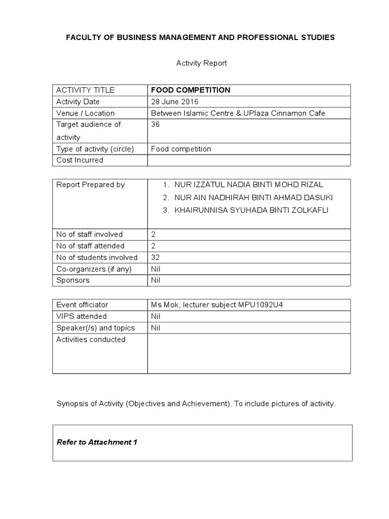 SAMPLE Activity - Report | PDF
