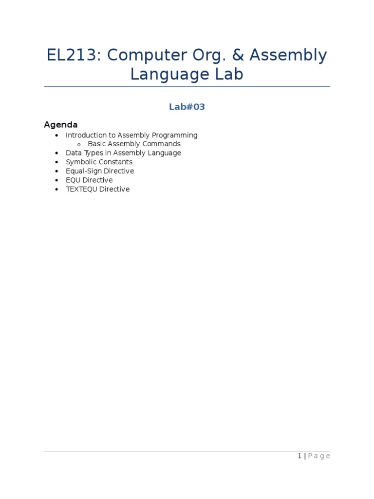Lab 03 Basicsofassemblylanguage Pdf Integer Computer Science Array Data Structure 6706
