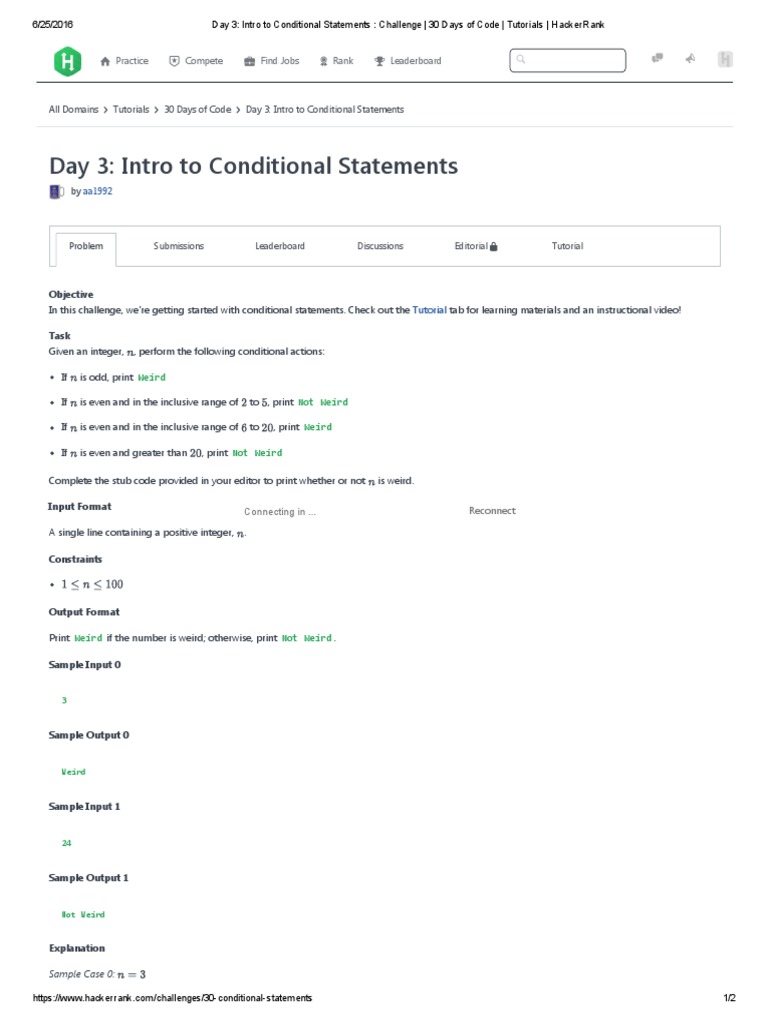 Day 3 - Intro To Conditional Statements - Challenge - 30 Days of Code ...