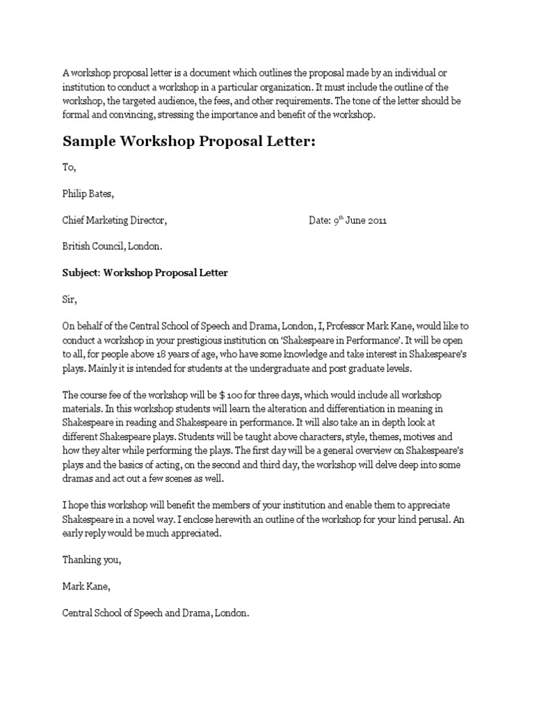 Workshop Proposal Letter | PDF
