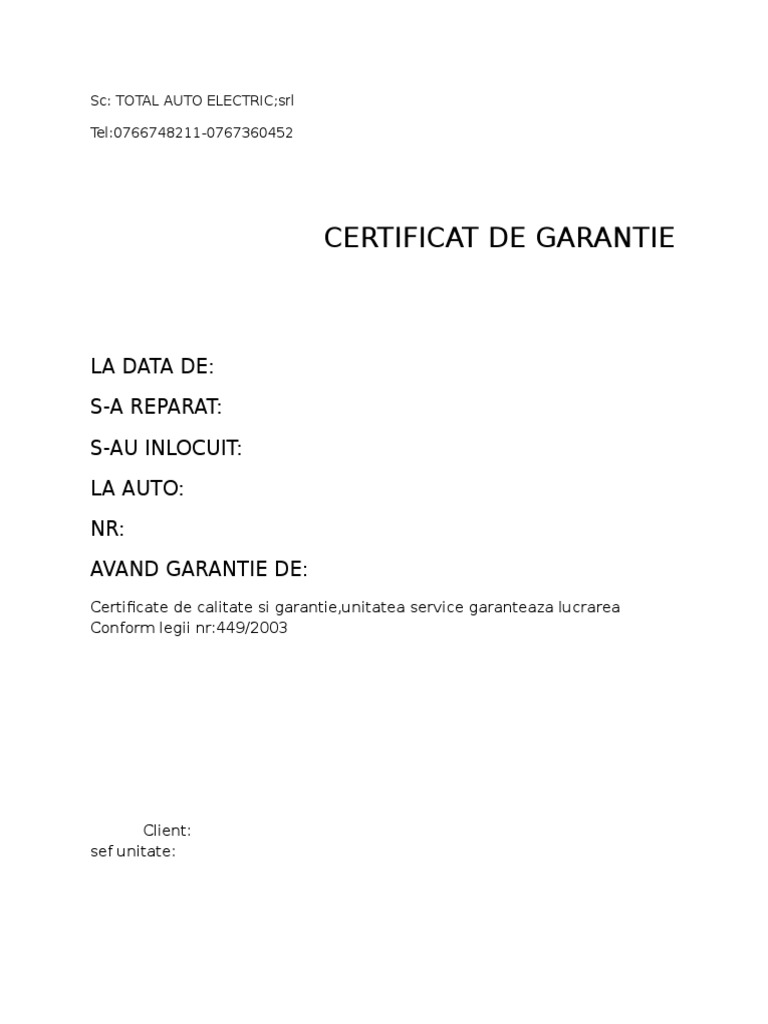 Certificat Garantie | PDF