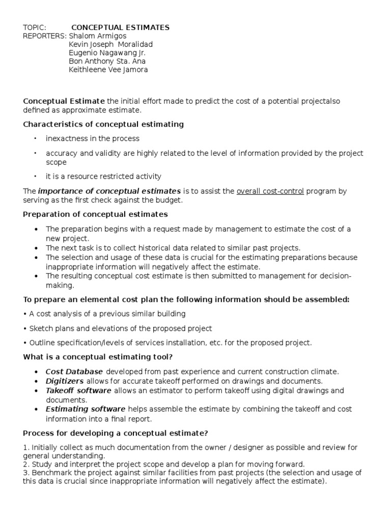 Conceptual Estimates | PDF | Economies | Business