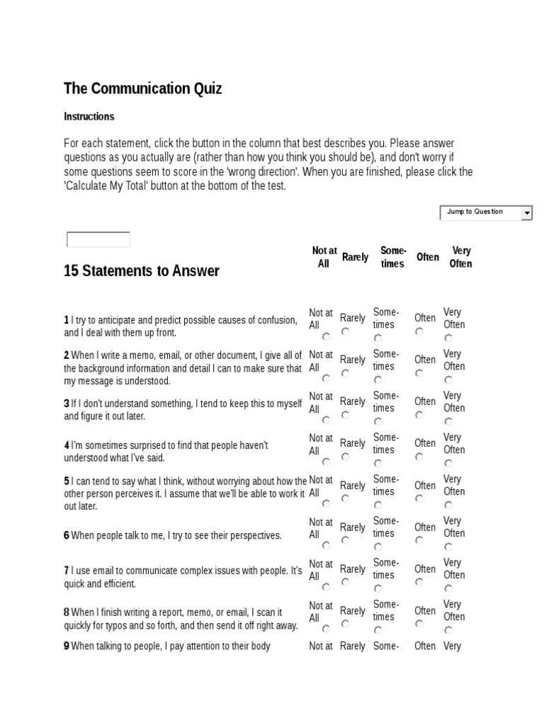 The Communication Quiz | Download Free PDF | Body Language | Understanding