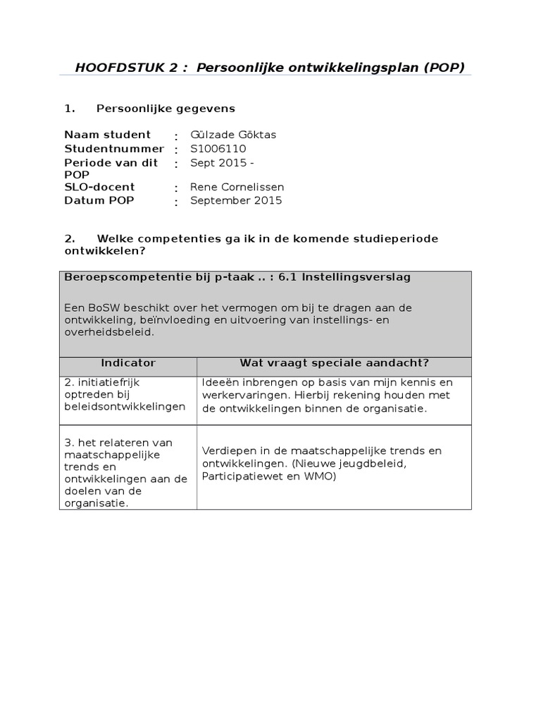 Persoonlijk Ontwikkelingsplan | PDF