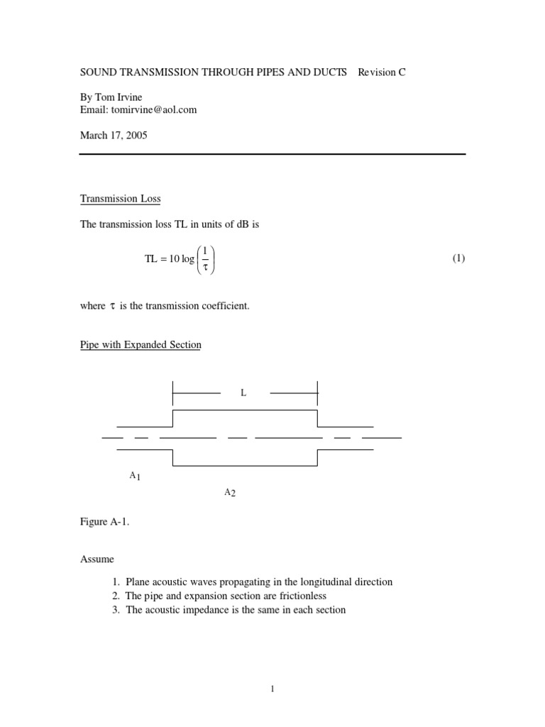 Sound Transmission Through Pipes and Ducts PDF | PDF | Acoustics ...
