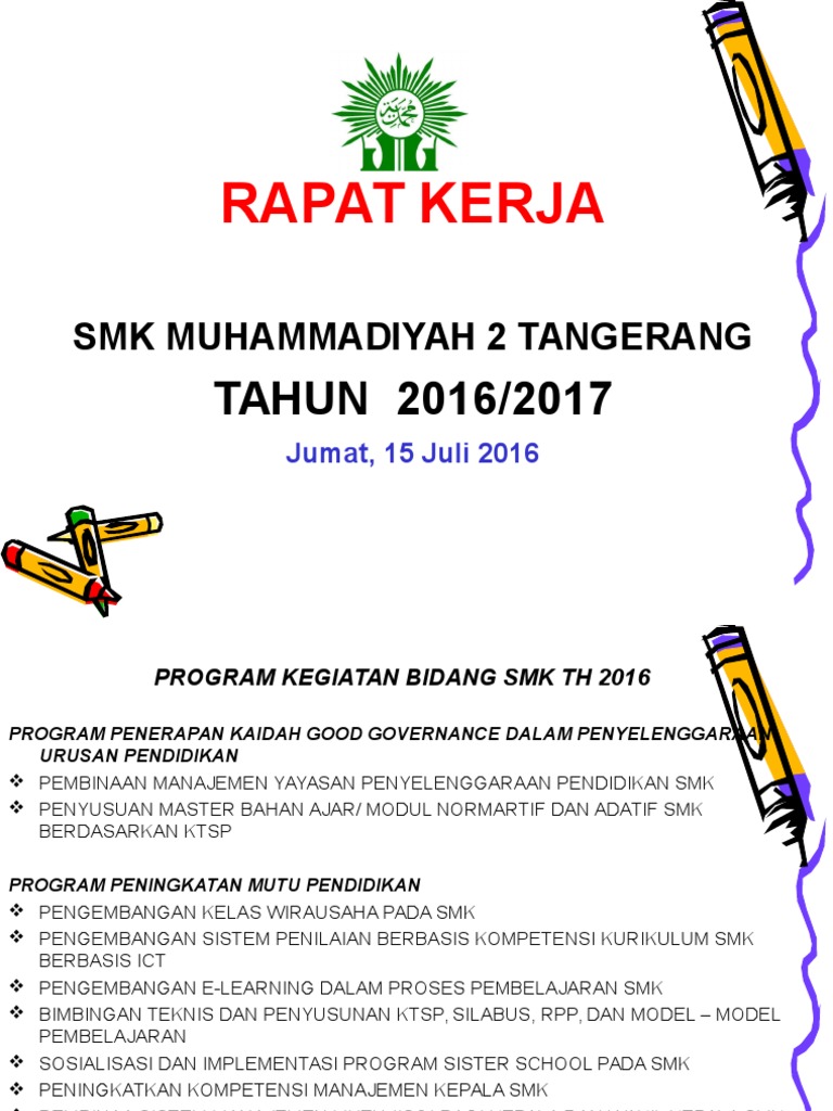 Materi Raker SMK Muhammadiyah 2 Tangerang | PDF