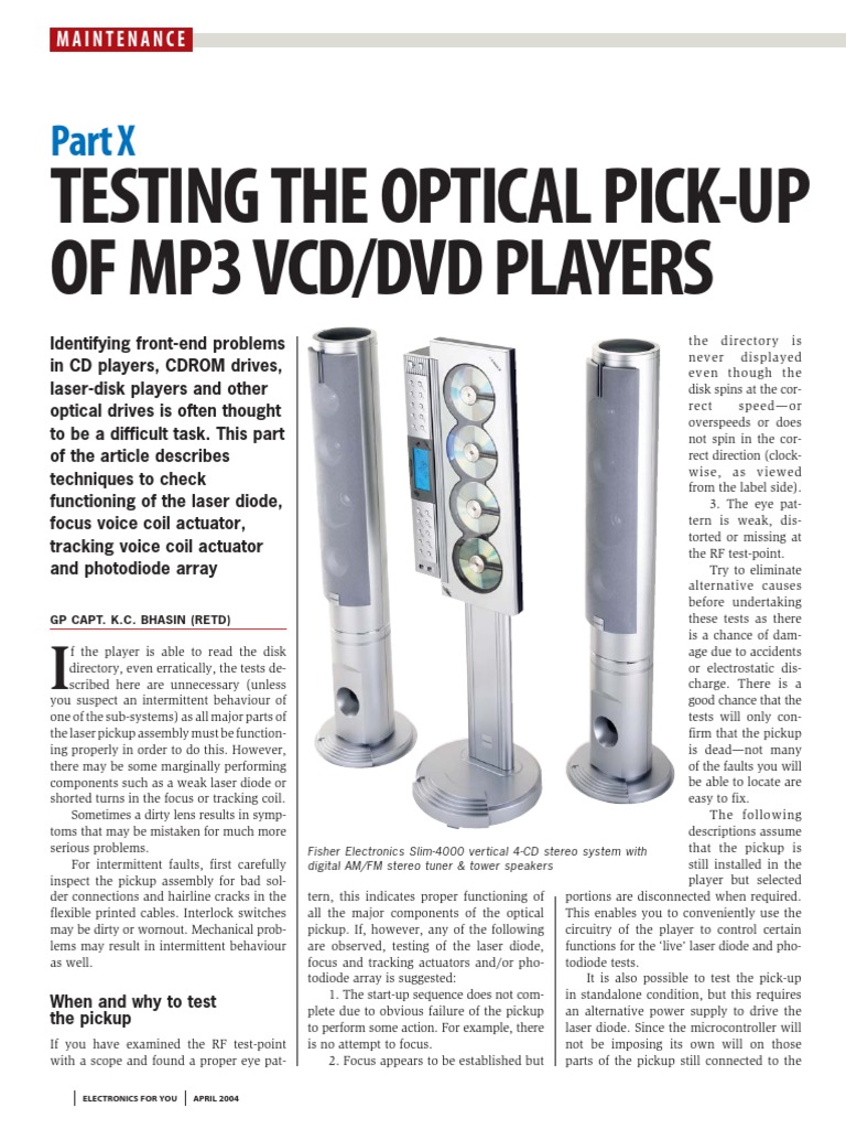 Testing Optical Pickups of CD/DVD Players | PDF | Diode | Laser
