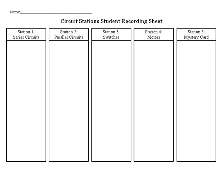 5th Week 3 Student Recording Sheet | PDF | Electrical Components ...