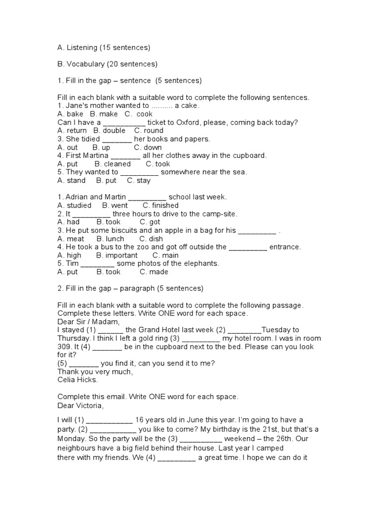KET Test | Grammatical Tense | Verb