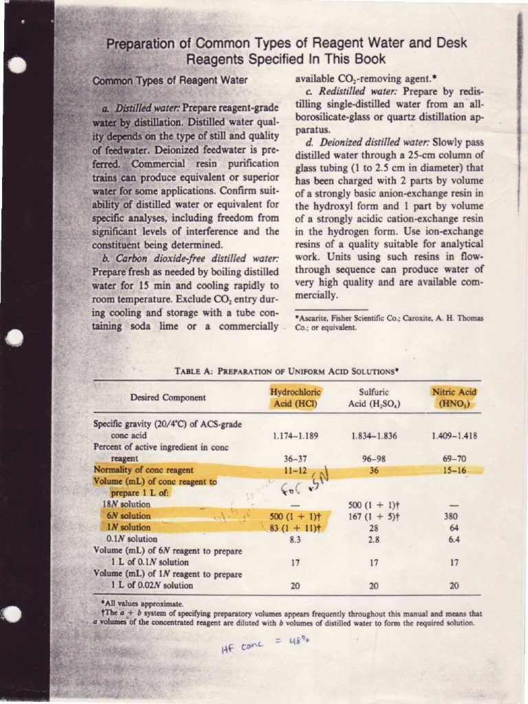Preparation of Desk Reagent | PDF | Nitric Acid | Hydrochloric Acid