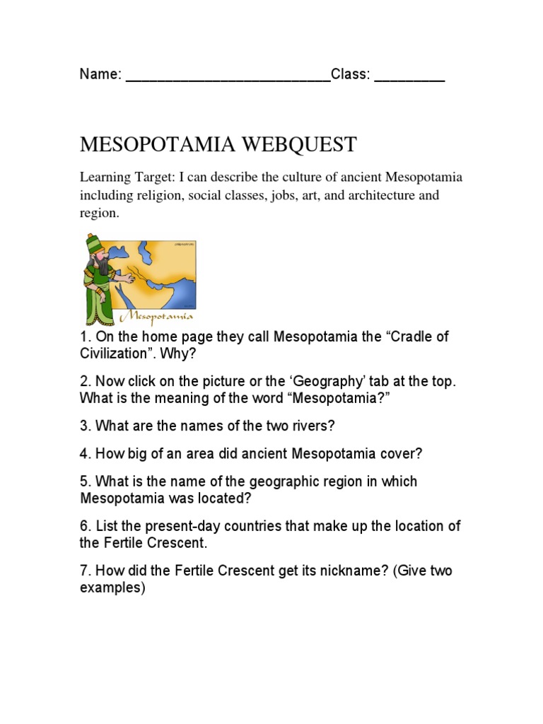 Mesopotamia Webquest Worksheet | PDF | History