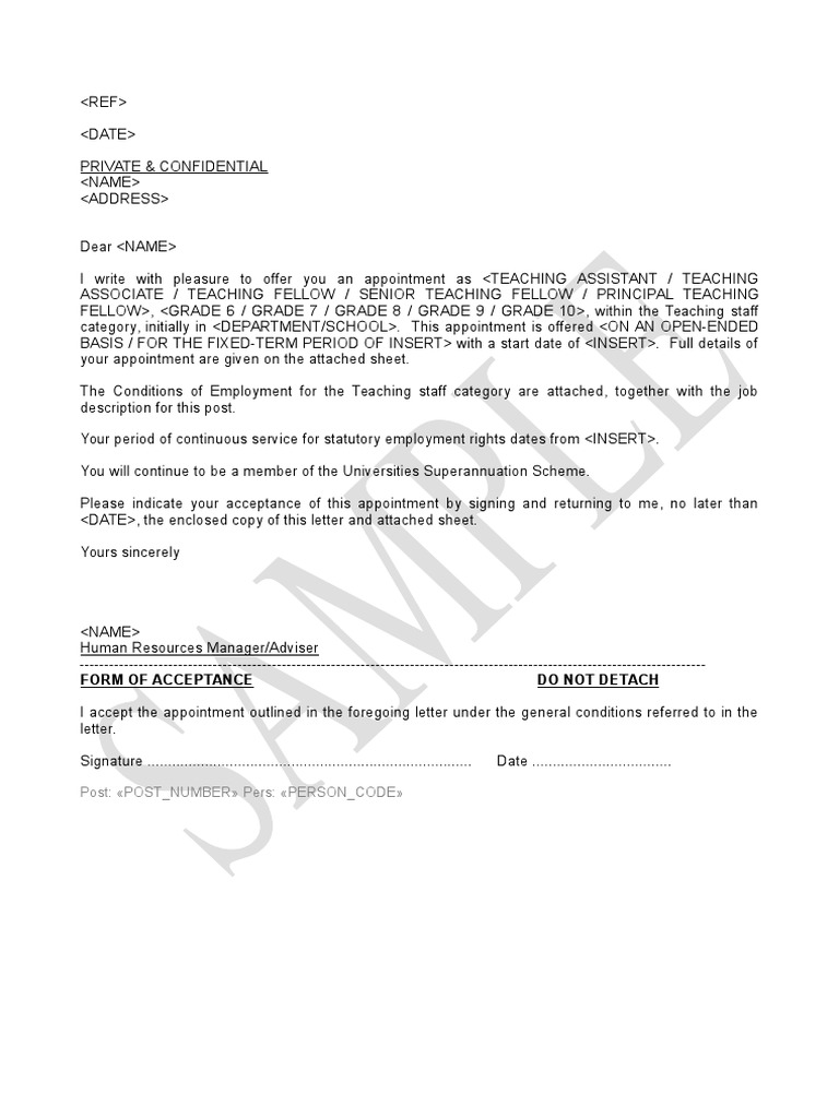 Teacher Appointment Letter Template | PDF