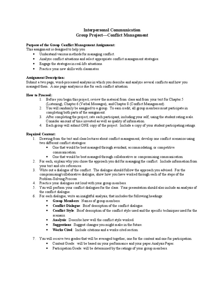 Conflict Management Project - SLCC | PDF | Interpersonal Communication ...