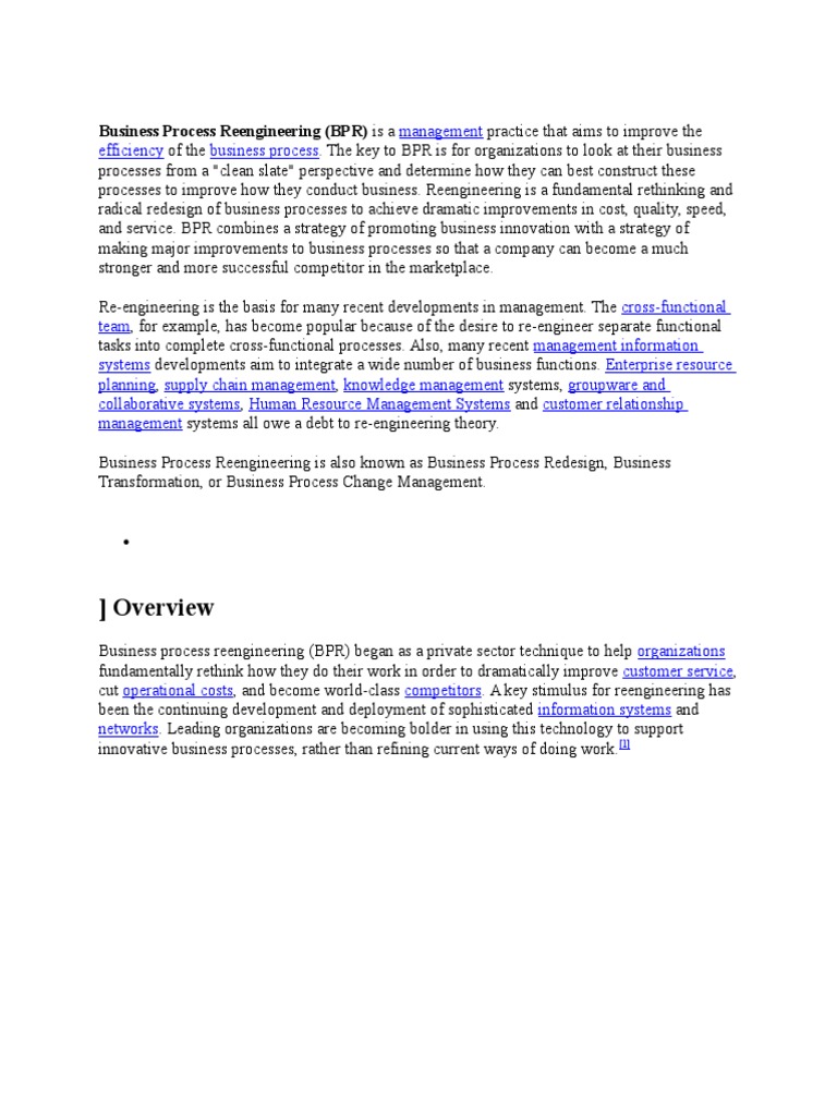 Business Process Reengineering | PDF | Business Process | Business