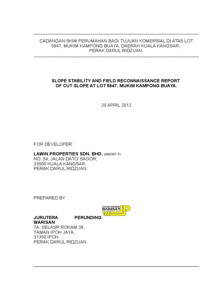 KKangsar Slope Report.1 | PDF | Geotechnical Engineering | Infrastructure
