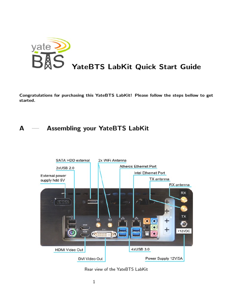 YateBTS LabKit Quick Start Guide | PDF | Ip Address | Computer Network