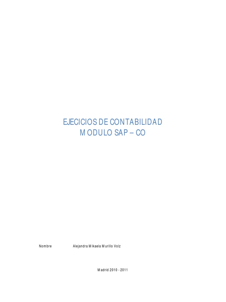 Ejercicios de Contabilidad SAP CO | PDF | Contabilidad | Presupuesto