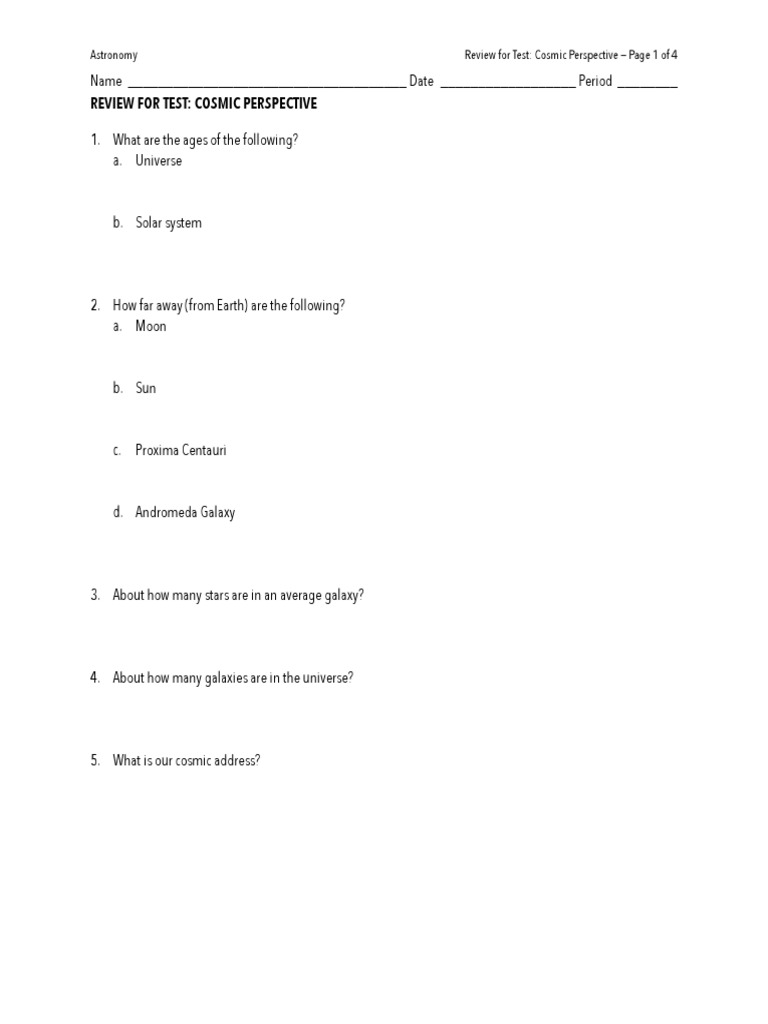 Astronomy Test Review Guide | PDF