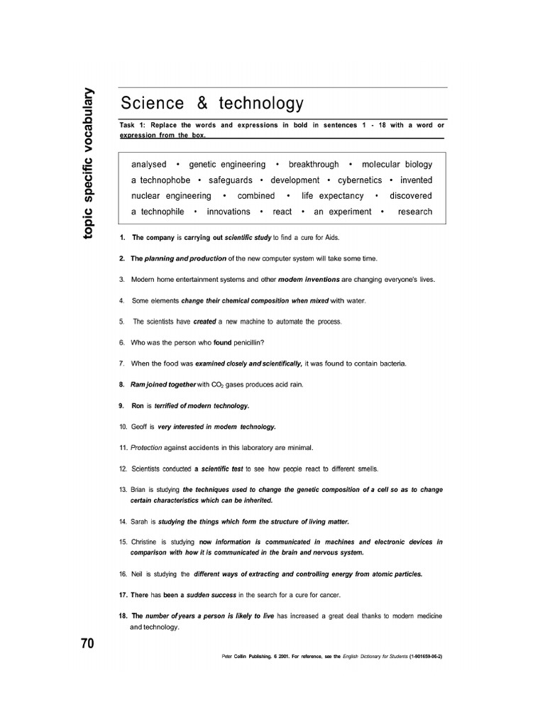 Science and Technology Vocabulary | PDF