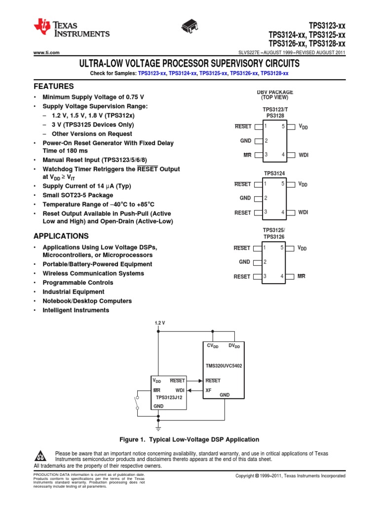 Ultra-Low Voltage Processor Supervisory Circuits: Features | PDF | Electronics | Electrical ...