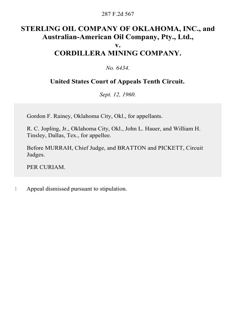 Sterling Oil Company of Oklahoma, Inc., and Australian-American Oil ...
